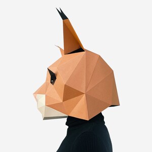 Lynx Paper Mask DIY Template – Low Poly Animal Costume Pattern (PDF ...