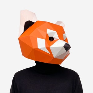 Red Panda Mask, Panda Paper Craft Template, DIY Printable Animal Mask ...