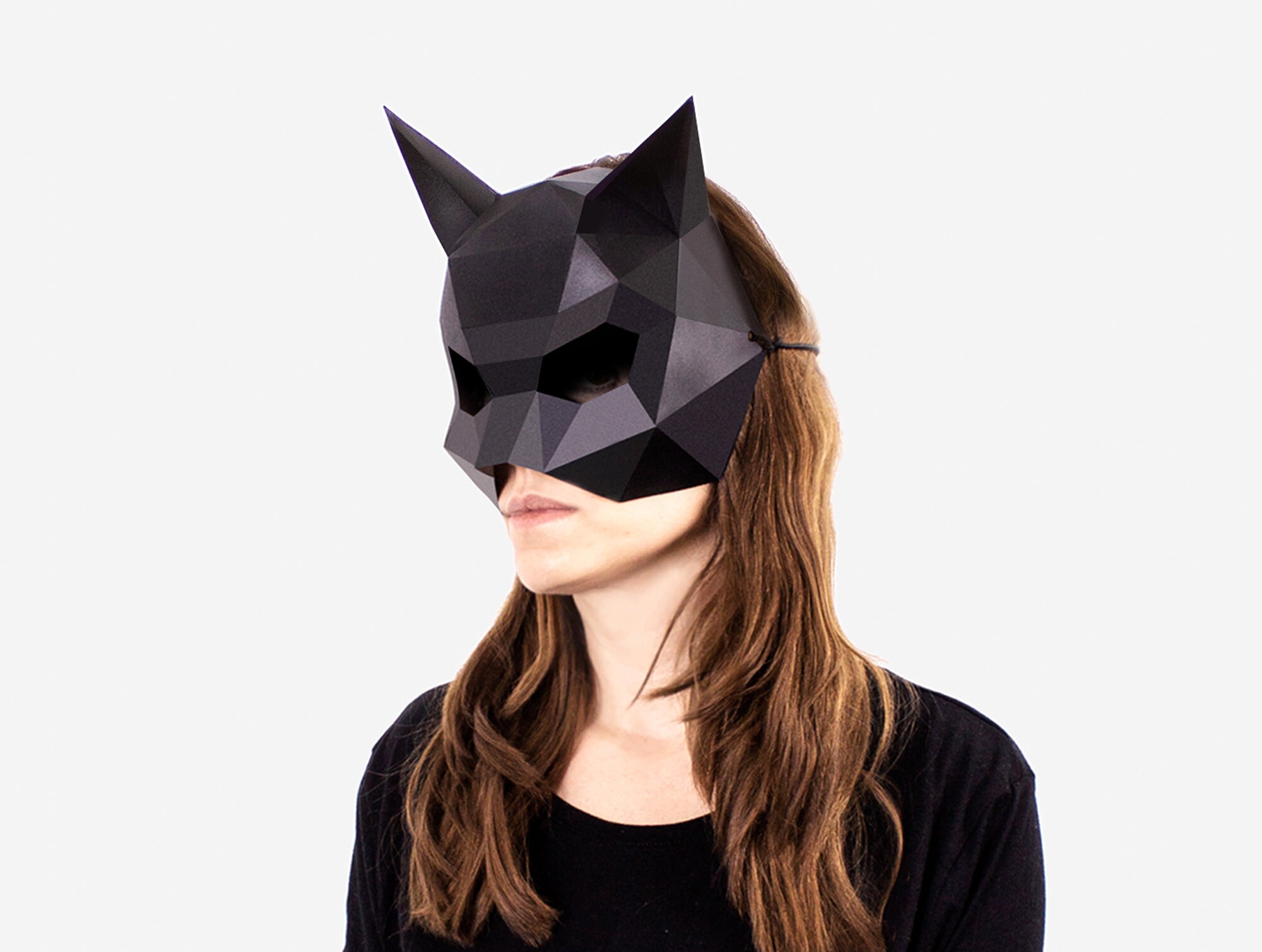 Cat Half Mask Halloween Mask Black Cat Mask DIY Printable - Etsy