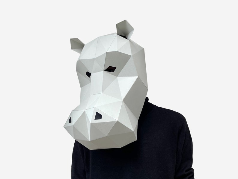 Hippopotamus Mask, Paper Craft Template, DIY Printable Hippo Animal ...