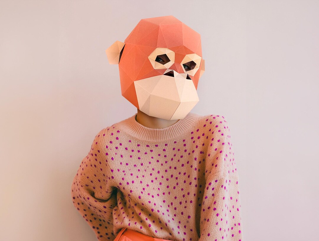Orangutan Baby Mask, Cute Monkey Mask, DIY Printable Mask, Digital ...