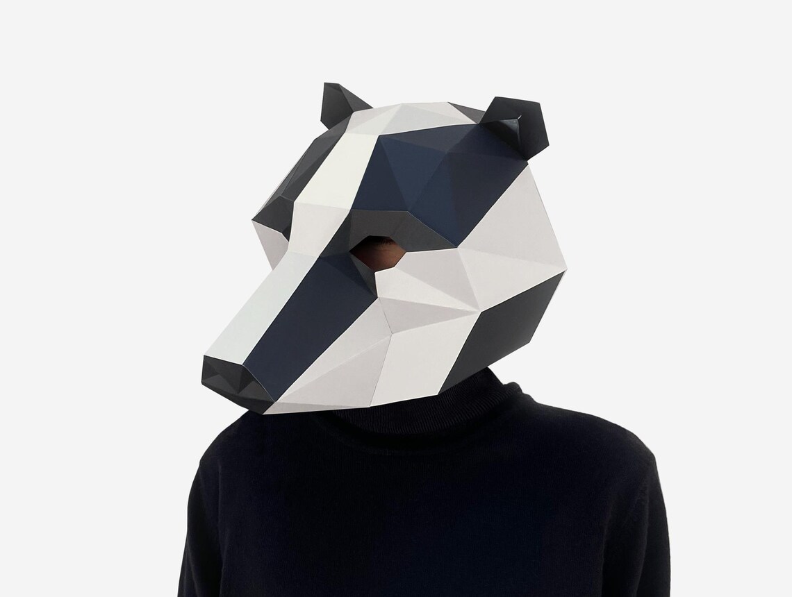DIY Low Poly Badger Mask, Printable Woodland Costume (digital Download ...
