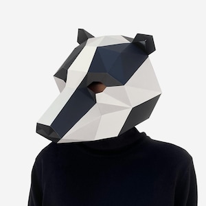 DIY Low Poly Badger Mask, Printable Woodland Costume (digital Download ...