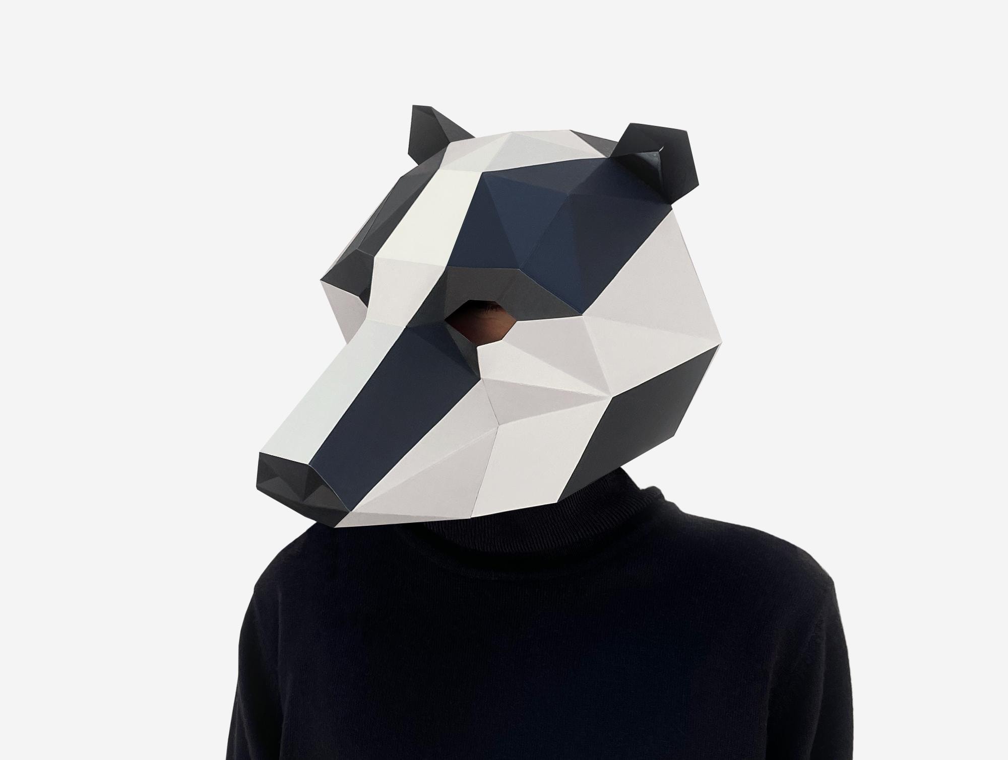 DIY Low Poly Badger Mask, Printable Woodland Costume (digital Download ...