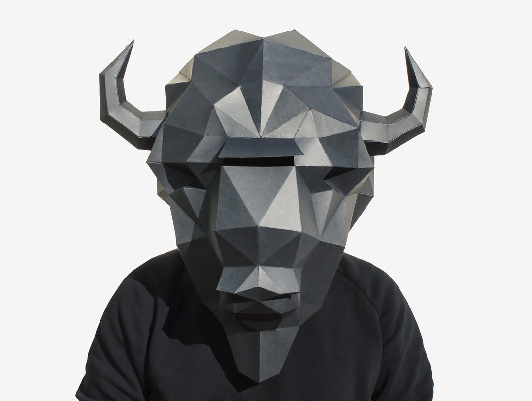 DIY Bison Mask, Bison Paper Craft Template, Halloween Mask, Printable ...