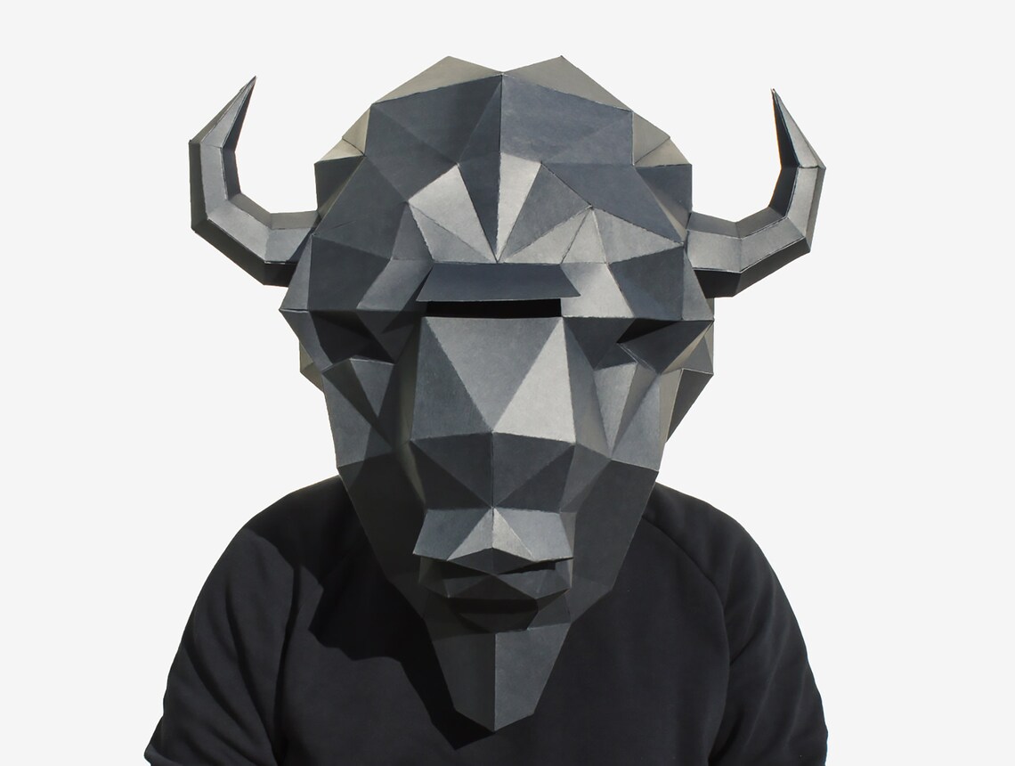 DIY Bison Mask Bison Paper Craft Template Halloween Mask - Etsy