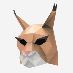 Cool Lynx Mask, Wild Cat Mask, 3D Paper Craft Template, Halloween Mask ...
