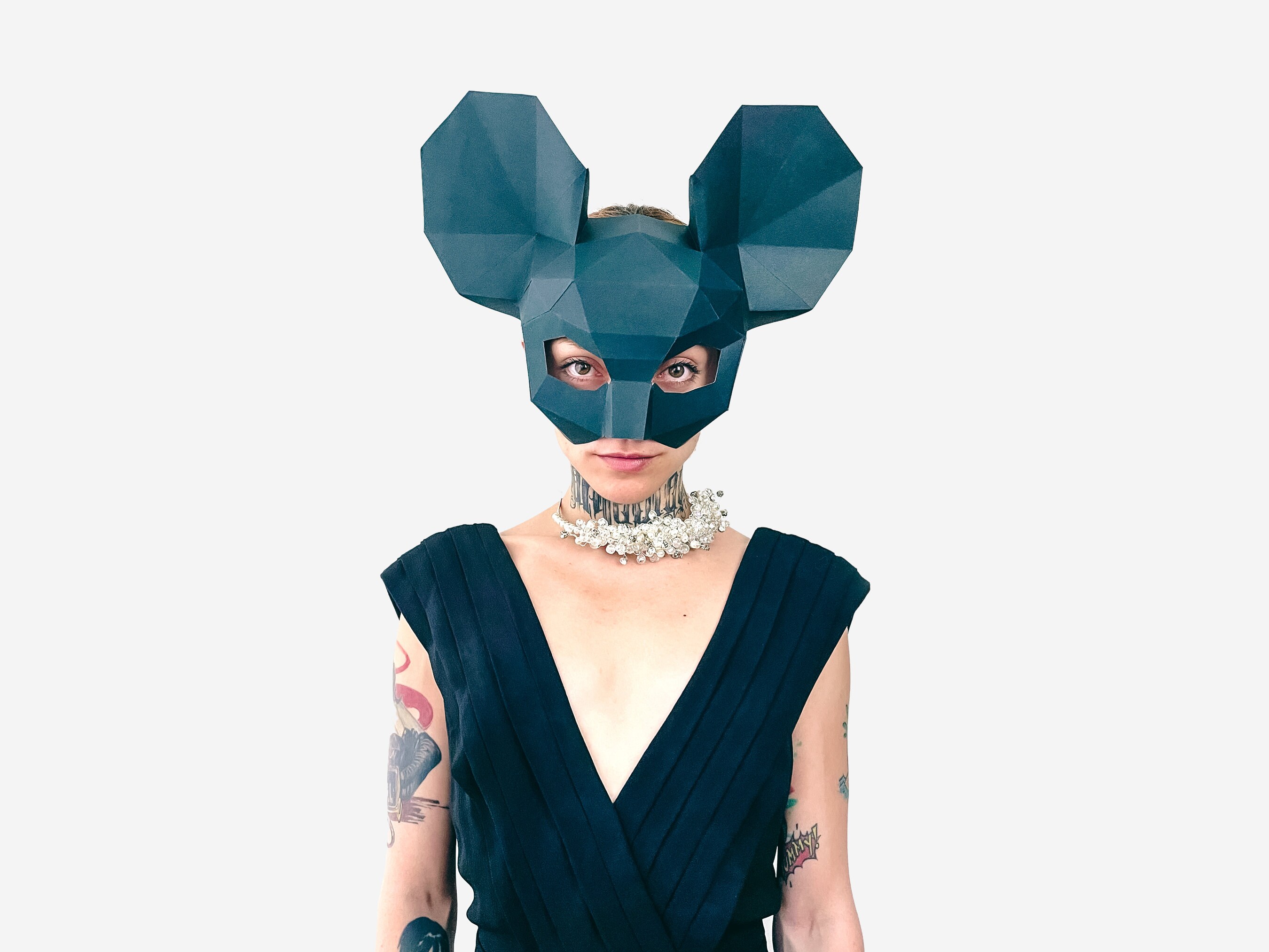 Mouse Half Mask, Halloween Mask, Black Mouse Mask, DIY Printable Animal ...