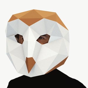 DIY Owl Mask, Paper Craft Template, Halloween Mask, Barn Owl, Printable ...