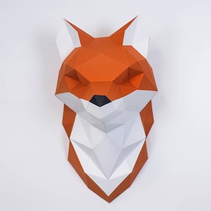 Fox Sculpture, 3D Paper Craft, DIY Wall Art, Origami Fox Sculpture, Low ...