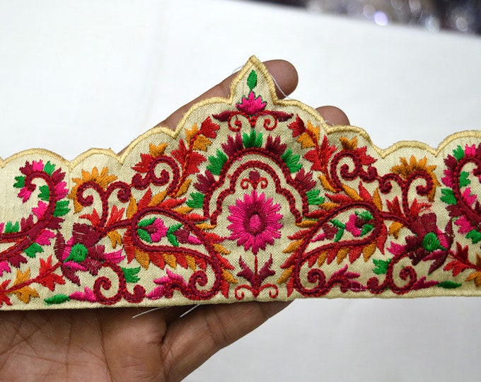 Embroidered Magenta Indian Trims by the Yard Saree Border - Etsy