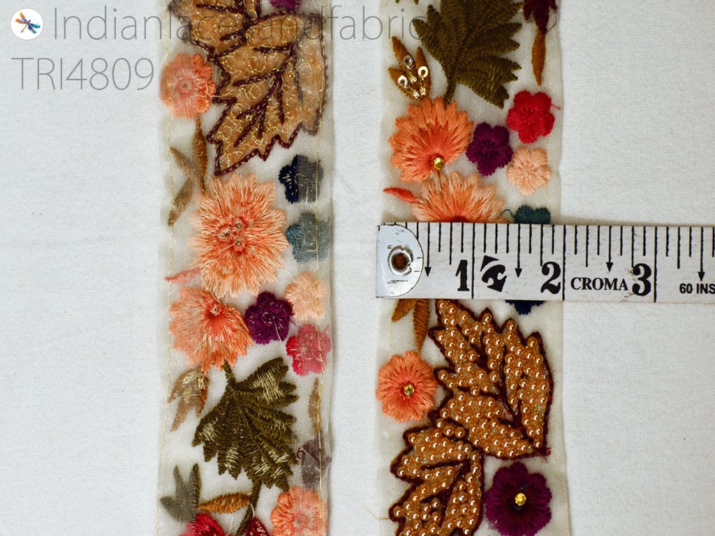 Red Decorative Indian Sari Border Beaded Trim by the Yard - Etsy