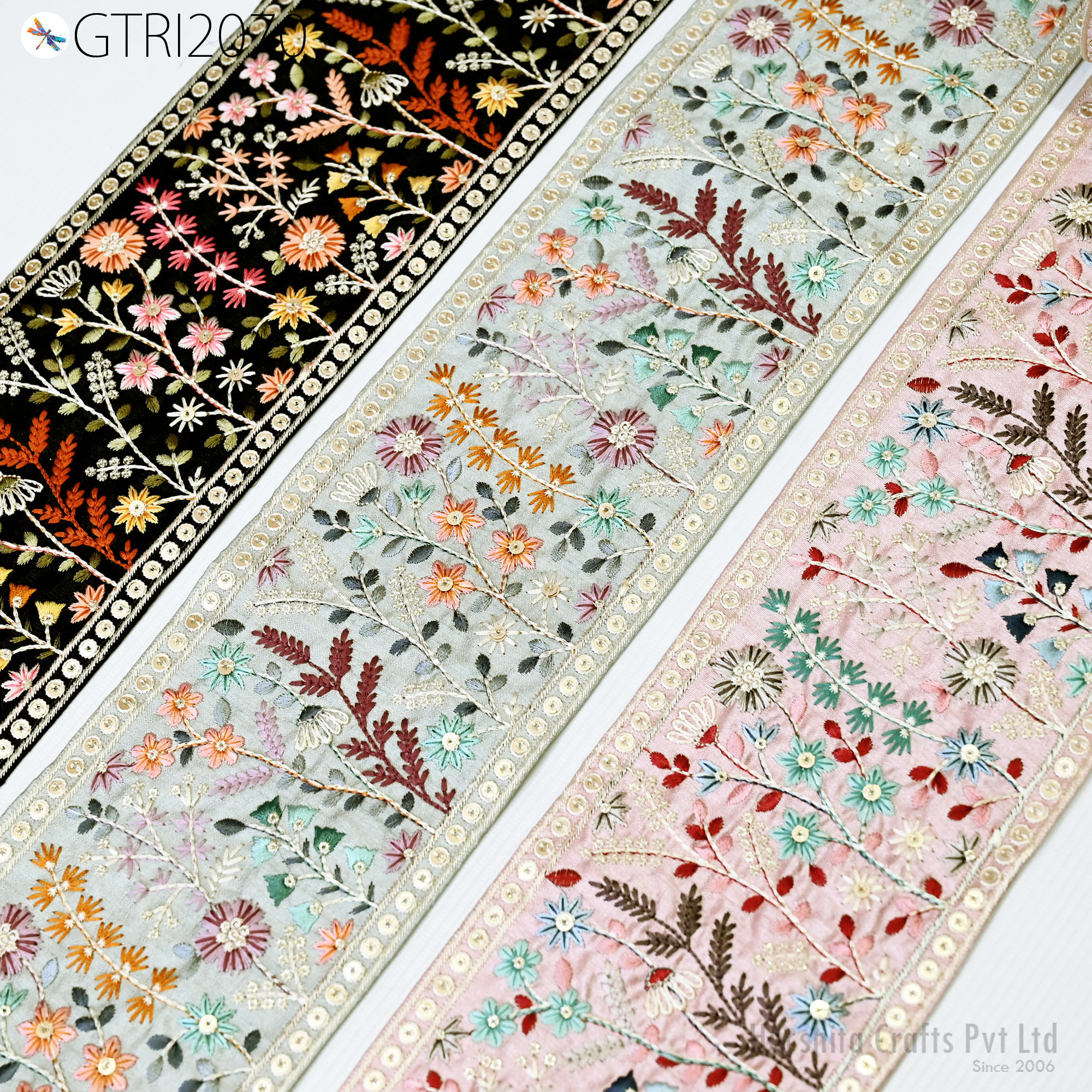 9 Yard Indian Decorative Embroidered 12 Cm Sari Border Embroidery ...