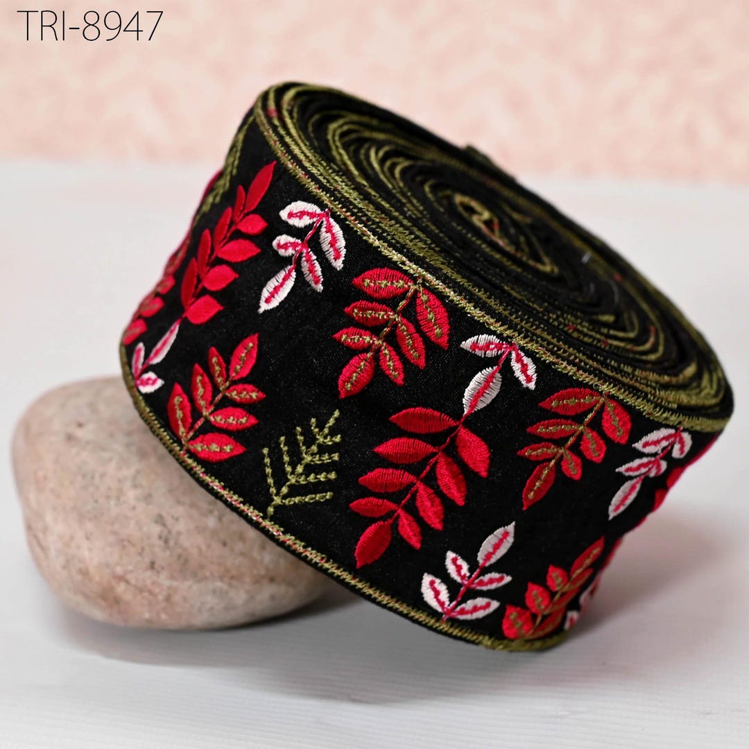 9 Yard Embroidery Red Ribbons Fabric Trim 6cm Indian Embroidered DIY ...