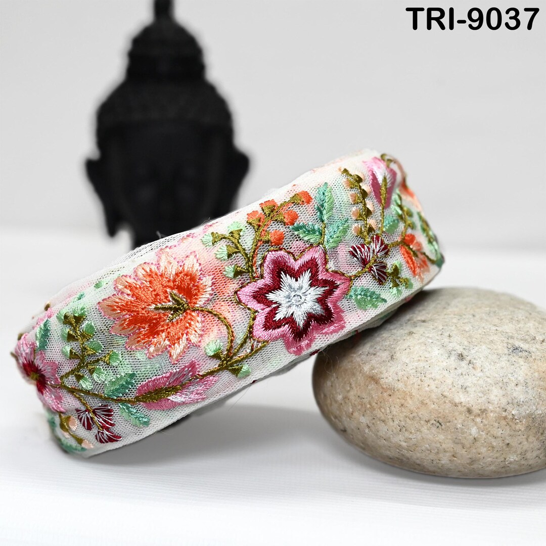 9 Yard Indian Embroidered Fabric 4cm Trim Embroidery Embellishment ...