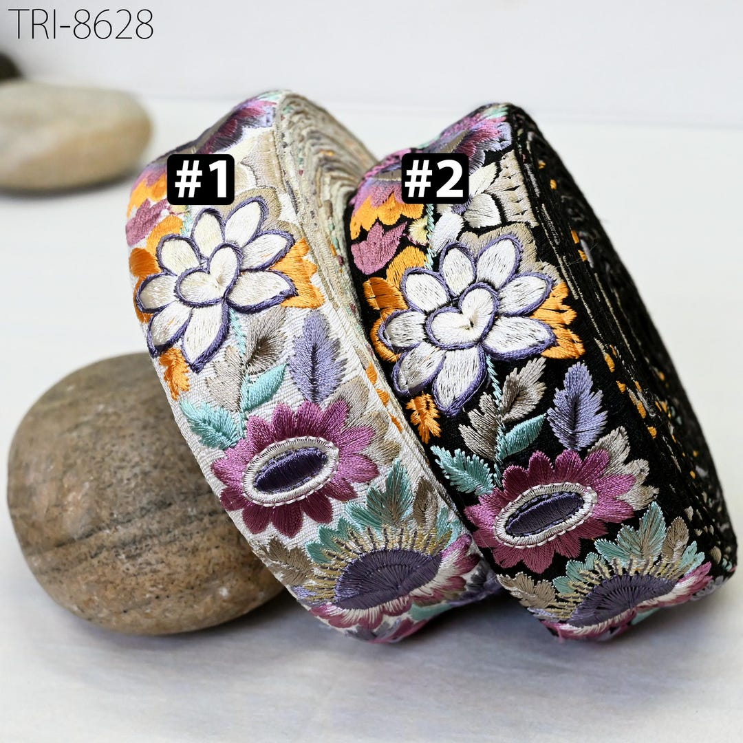 9 Yard Indian Embroidery Border Embroidered Fabric Trim Saree Ribbon ...