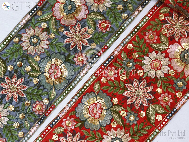 8.5'' Red Embroidery Fabric Trim by 9 Yard Embroidered - Etsy