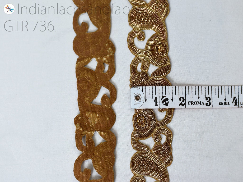 Decorative Handcrafted Zardozi Sari Gold Trim by the Yard Crafting ...