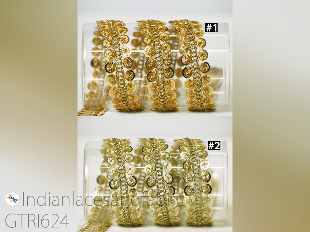 4 Yard Gold Sequin Decorative Trims Indian Saree Laces Border - Etsy