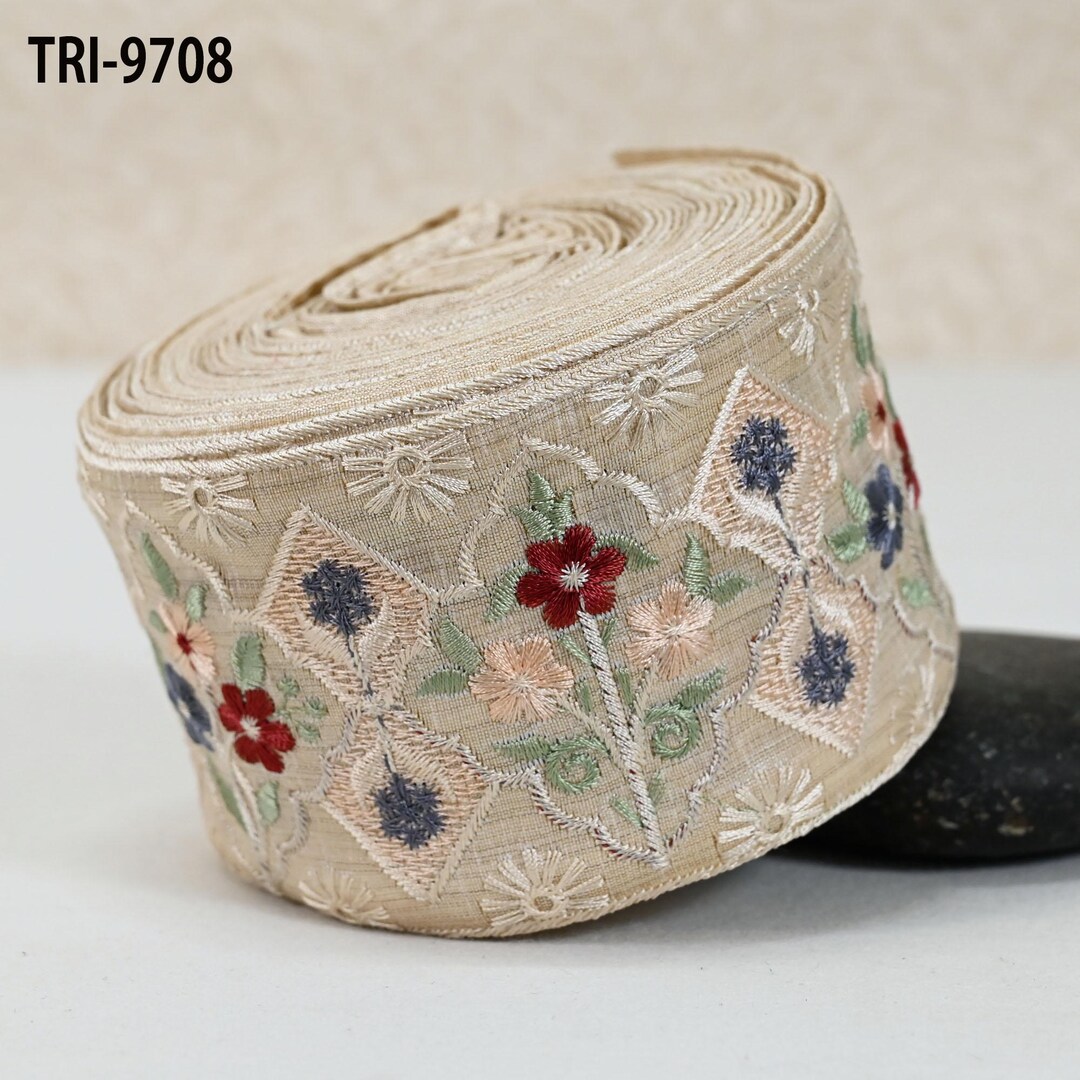 9 Yard Indian Trims Embroidered Decorative Fabric Laces Sari Border ...