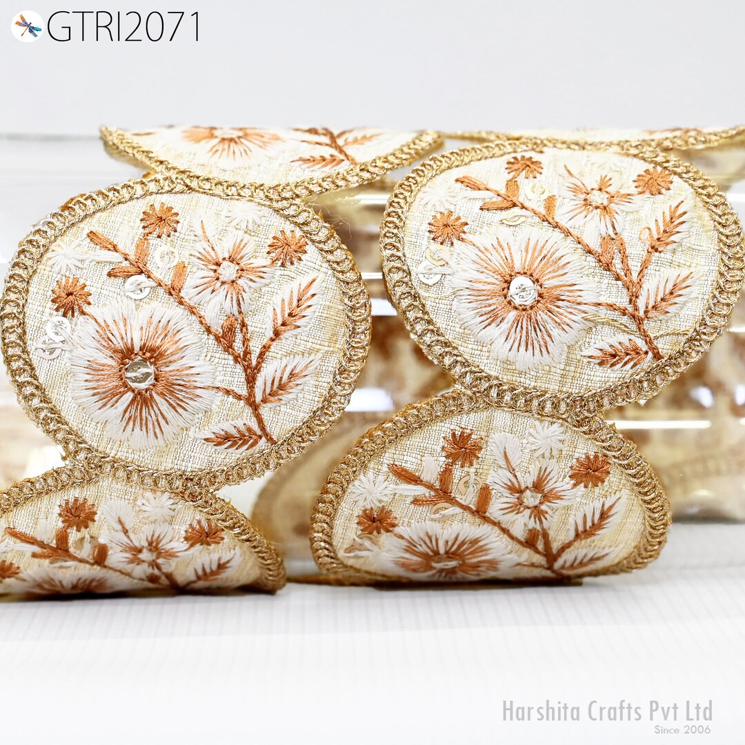 3 Yard Indian Scallop Edge Embroidery 65mm Trim Embroidered Saree ...
