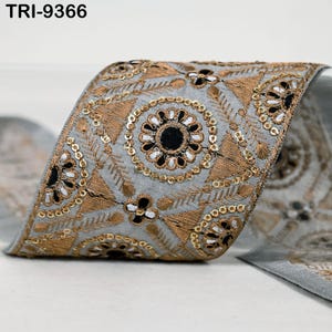 9 Yard Indian Trims Embroidered Decorative Fabric Laces 8cm Sari Border ...