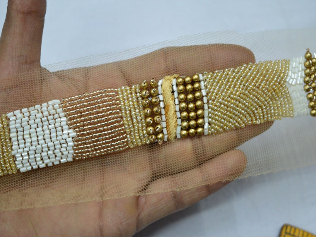 Exclusive Gold Beaded Trim Wedding Dress Ribbon Bridal Belt - Etsy