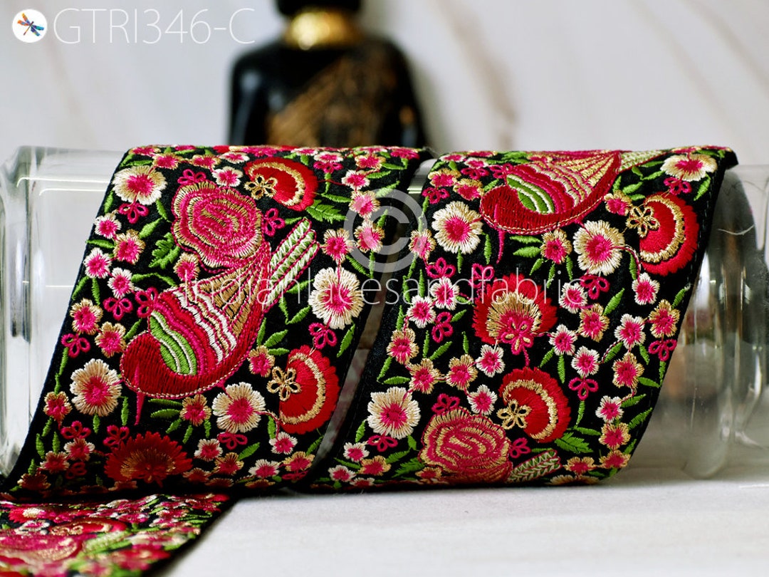9 Yard Red Lovely Bird Indian 8cm Trim Sari Making Border Crafting ...