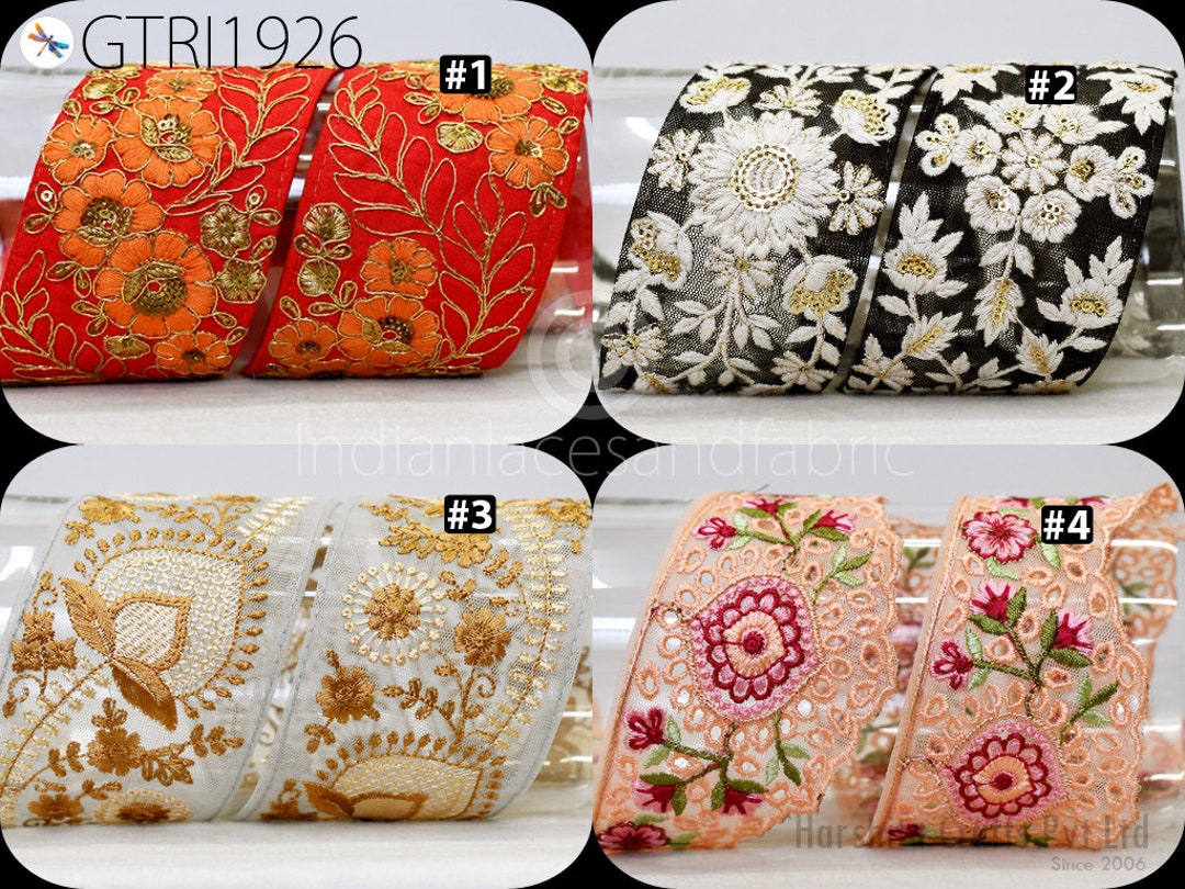 9 Yard Indian Embroidered Trims Sewing DIY Crafting Embroidery Wedding ...