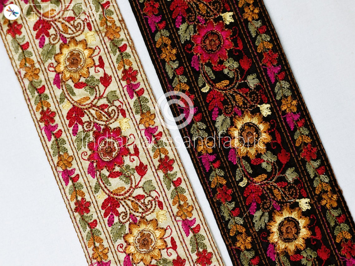 Embroidery Fabric Trim by the Yard Embroidered Saree Ribbon - Etsy