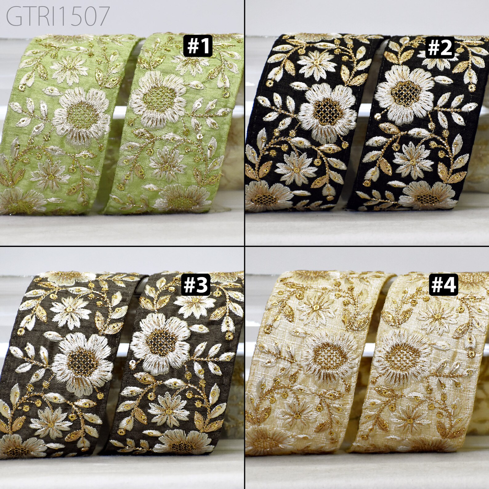 9 Yard Embroidered Fabric Trim Decorative Indian Embroidery ...
