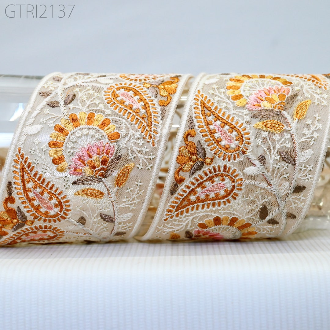 3 Yard Indian Embroidery Fabric Trim Decorative Saree Embellishments ...