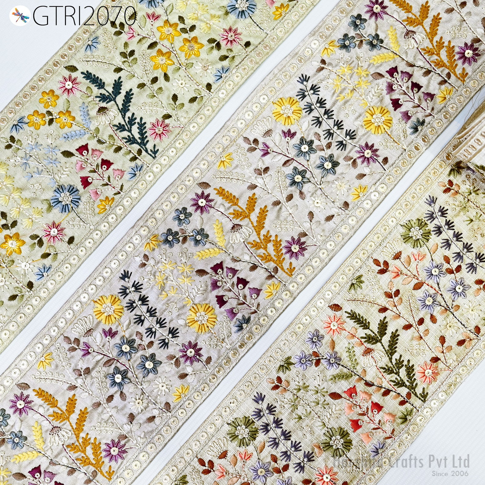 9 Yard Indian Decorative Embroidered 12 Cm Sari Border Embroidery ...