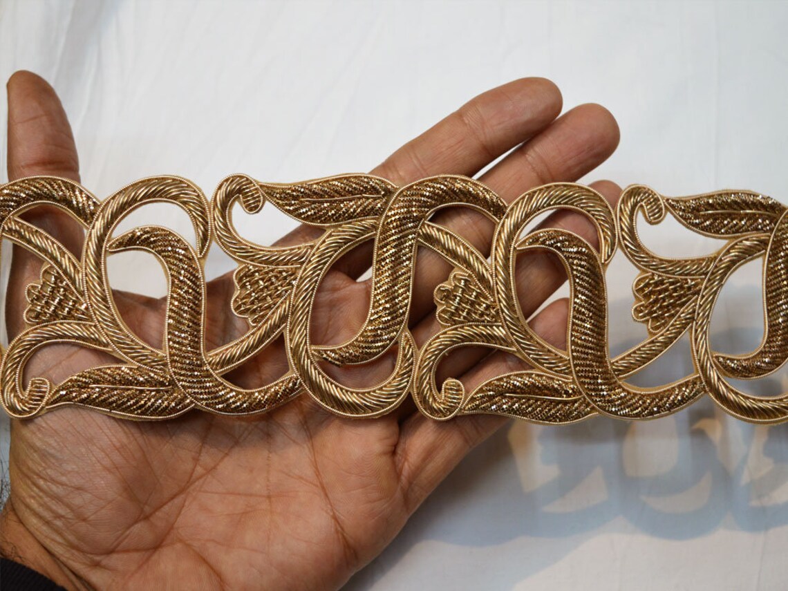 Handcrafted Zardosi Sari Border Decorative Gold Trim by the - Etsy