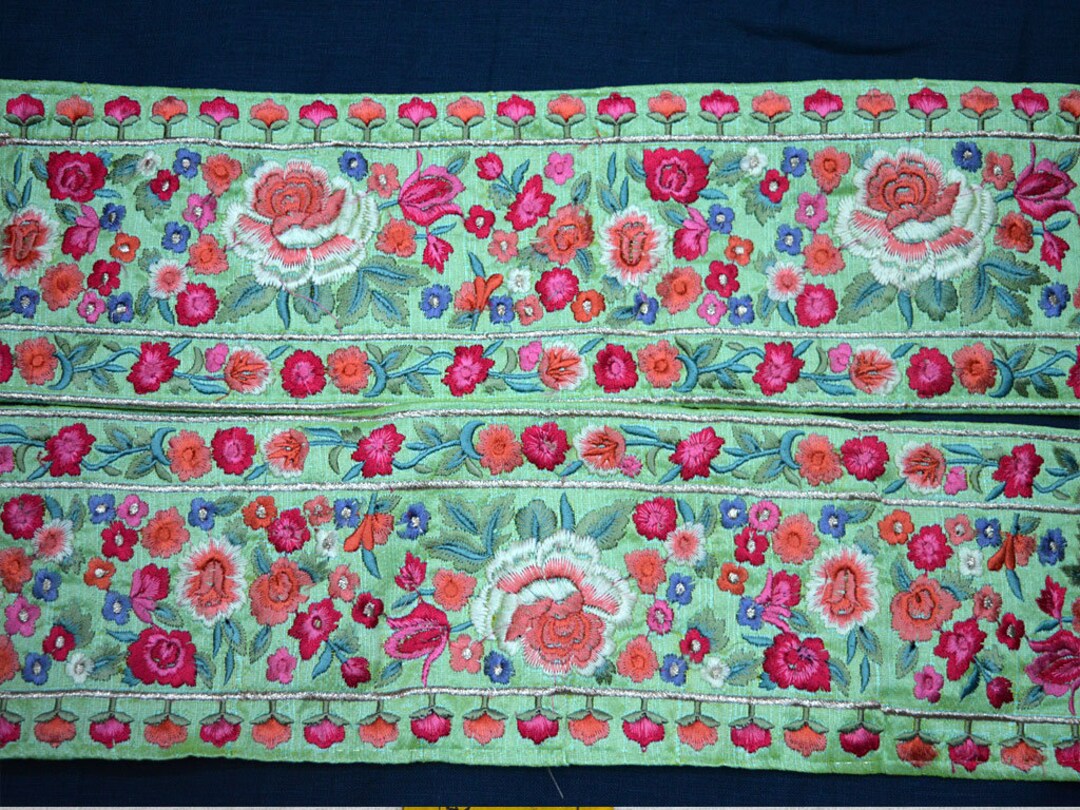 9 Yard Indian Floral Embroidered Trim Sari Making Border - Etsy