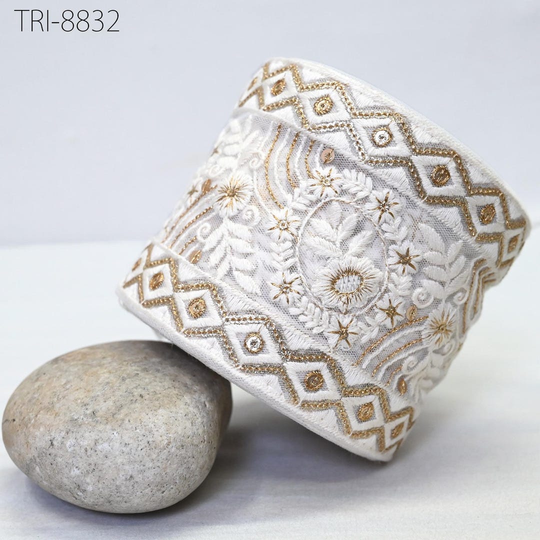 3 Yard White Embroidery 10 CM Trim Tapes Embellishment Embroidered ...