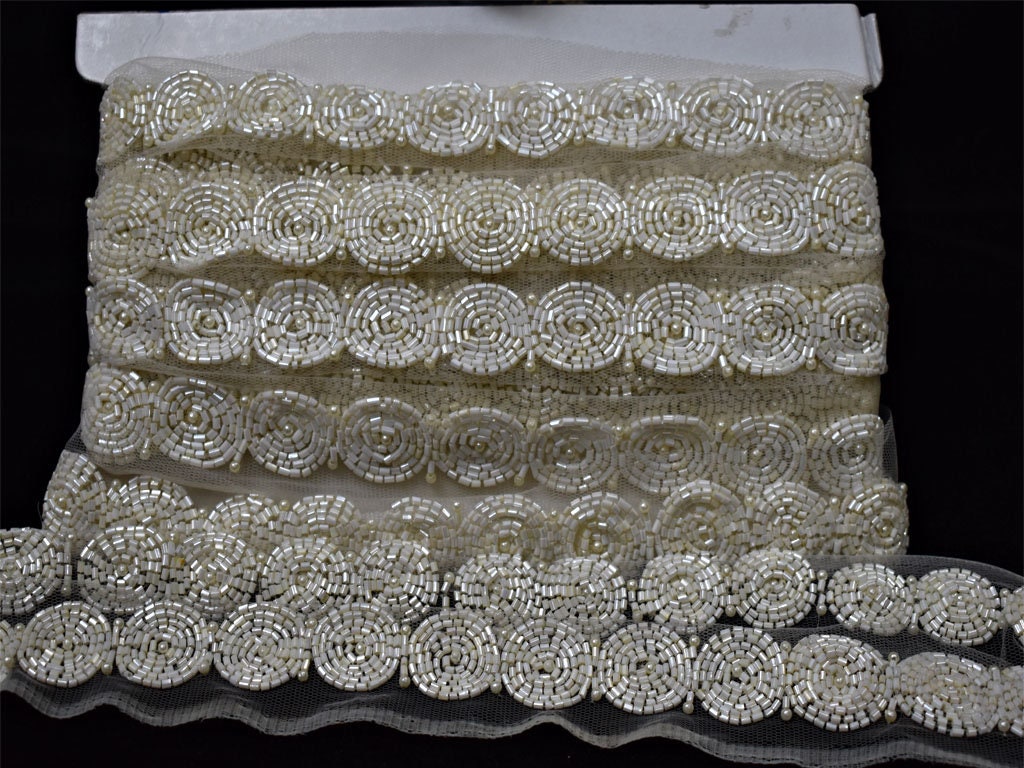 Decorative White Beaded Trim Wedding Gown Bridal Belt Sashes | Etsy