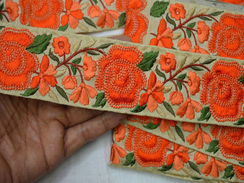 9 Yard Wholesale Orange Decorative Sari Border Sewing Indian | Etsy