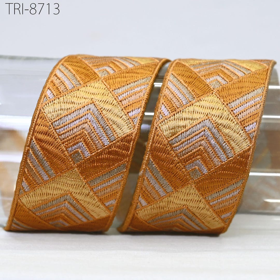9 Yard Mustard 5cm Embroidery Ribbon Trims Saree Border Embroidered ...