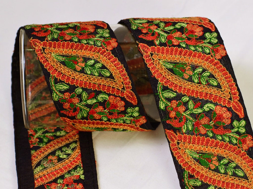 Indian Embroidered Ribbon Decorative Embroidery Trim By The | Etsy
