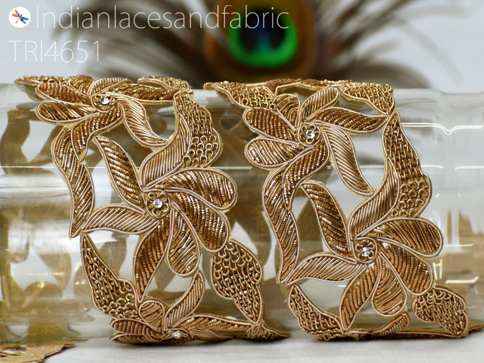 Buy 9 Yard Zardozi Floral Trims Handcrafted Wedding Border Online in ...