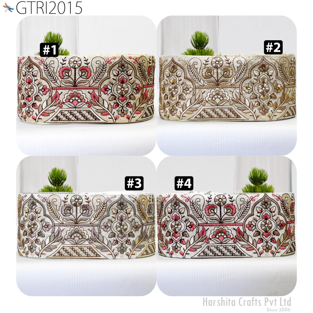 3 Yard Embroidered Fabric Trims Indian Decor Embroidery Sari Border ...