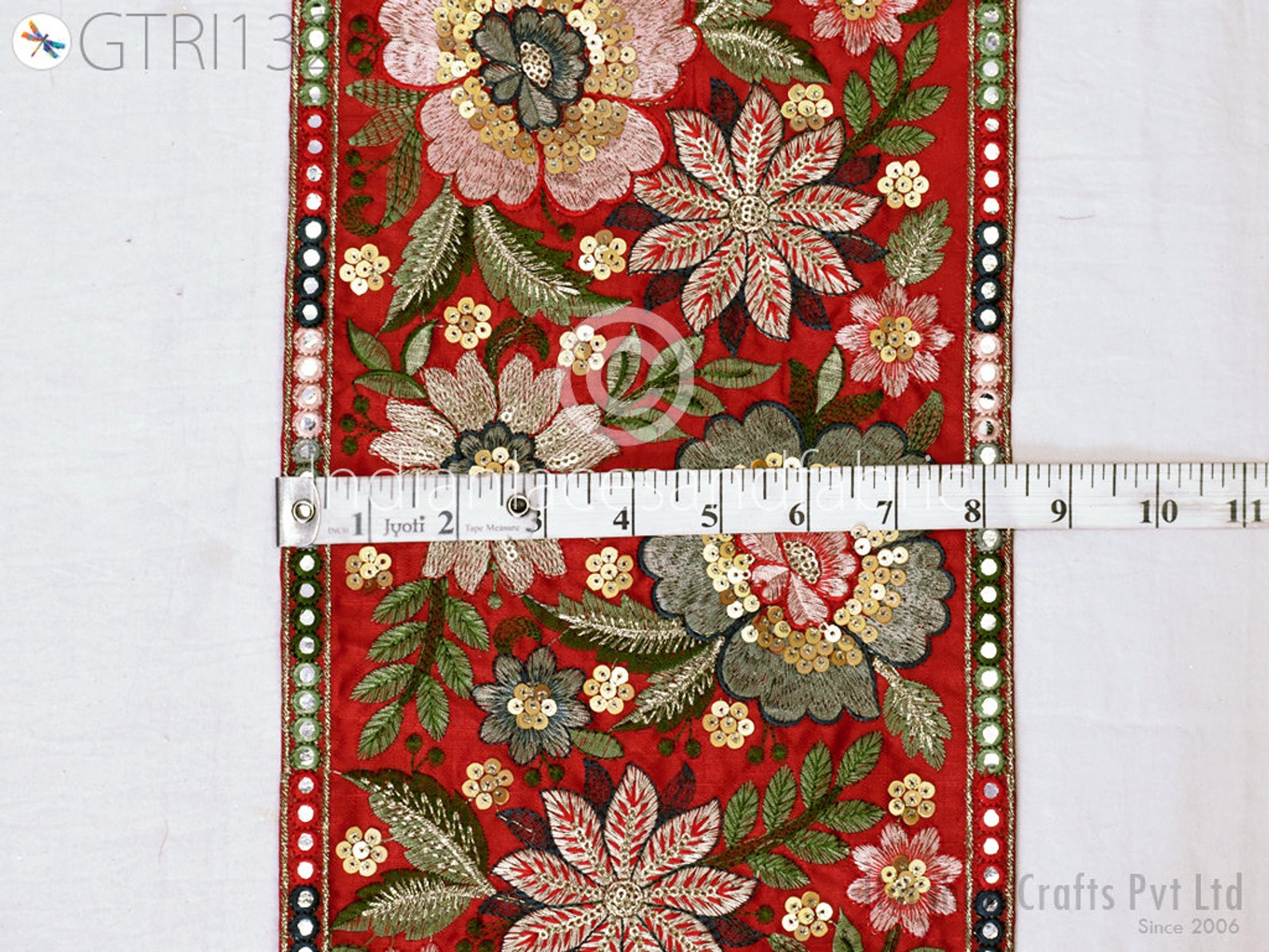 8.5'' Red Embroidery Fabric Trim by 9 Yard Embroidered - Etsy