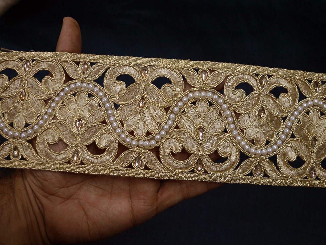 Trim by the Yard Decorative Ribbon Metallic Beaded Trimming - Etsy