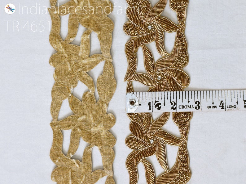 Buy 9 Yard Zardozi Floral Trims Handcrafted Wedding Border Online in ...