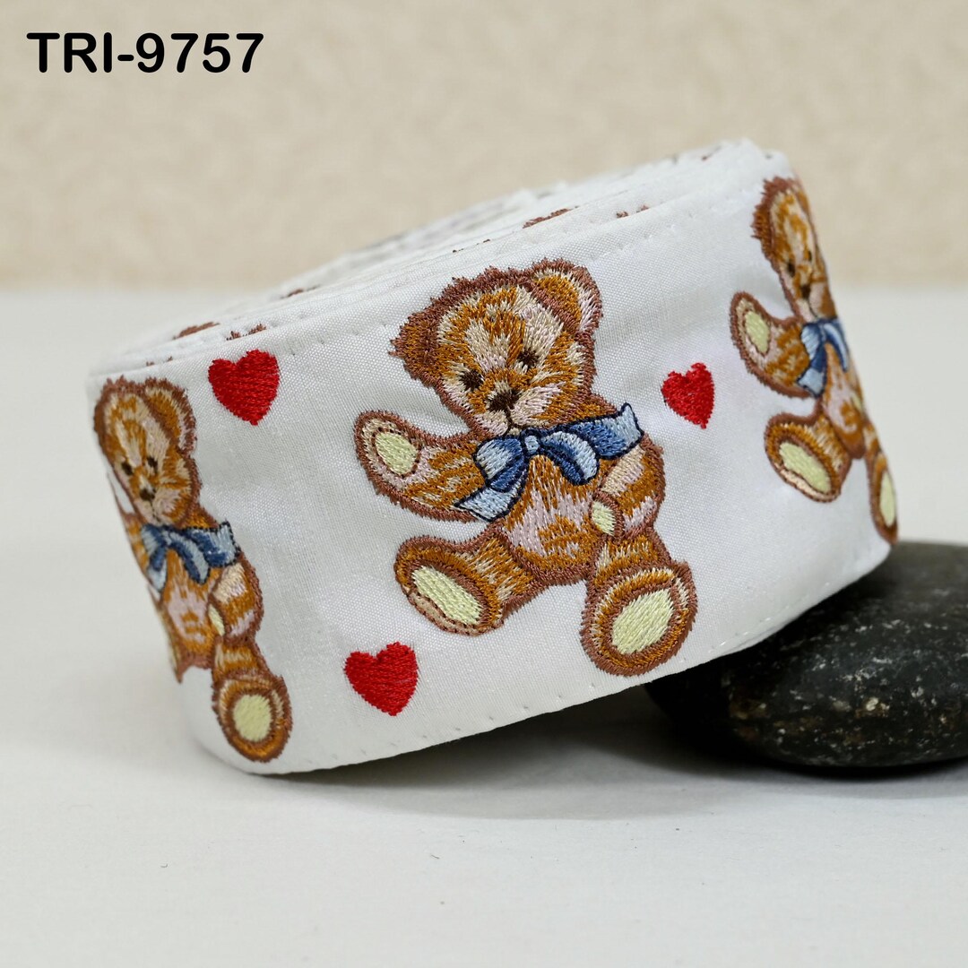 9 Yard Teddy Bear Embroidery Ribbon 6cm Indian Sari Border Embroidered ...