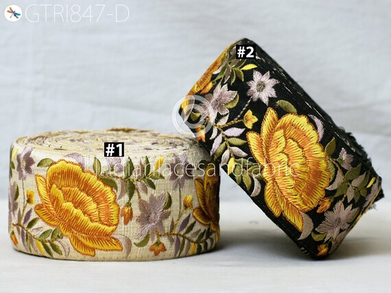 Floral Embroidered Fabric Trim by the Yard Saree Border DIY | Etsy