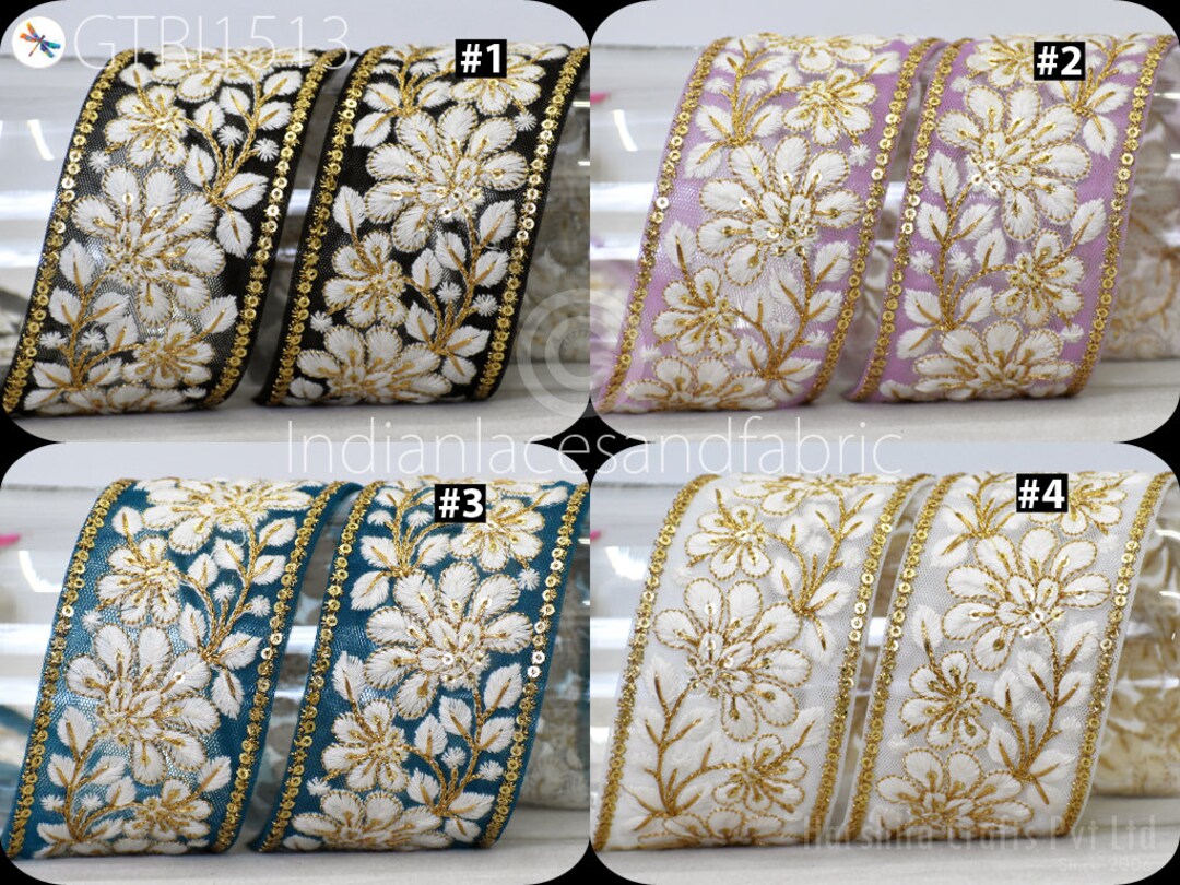 9 Yard Indian Trim Embroidered Saree Ribbon Cushions Sewing Crafting ...