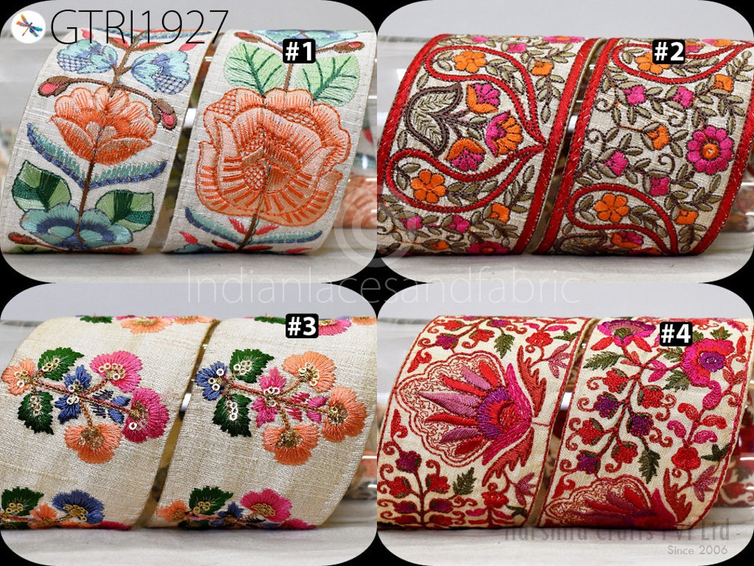 9 Yard Indian Embroidered Trims Sewing DIY Crafting Saree Border ...