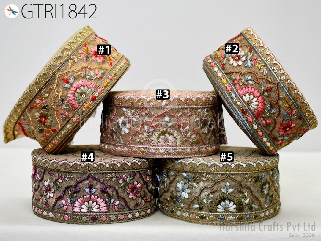 Indian Embroidery Sari Trim by the Yard Embroidered Wedding - Etsy